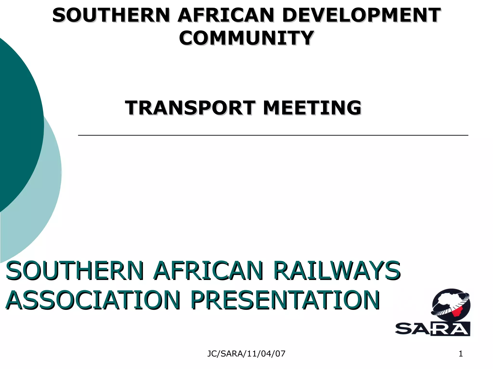 Sara Presentation Sadc Transport Meeting | PPT
