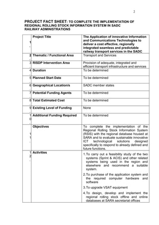 Sara Project Fact Sheet | DOC