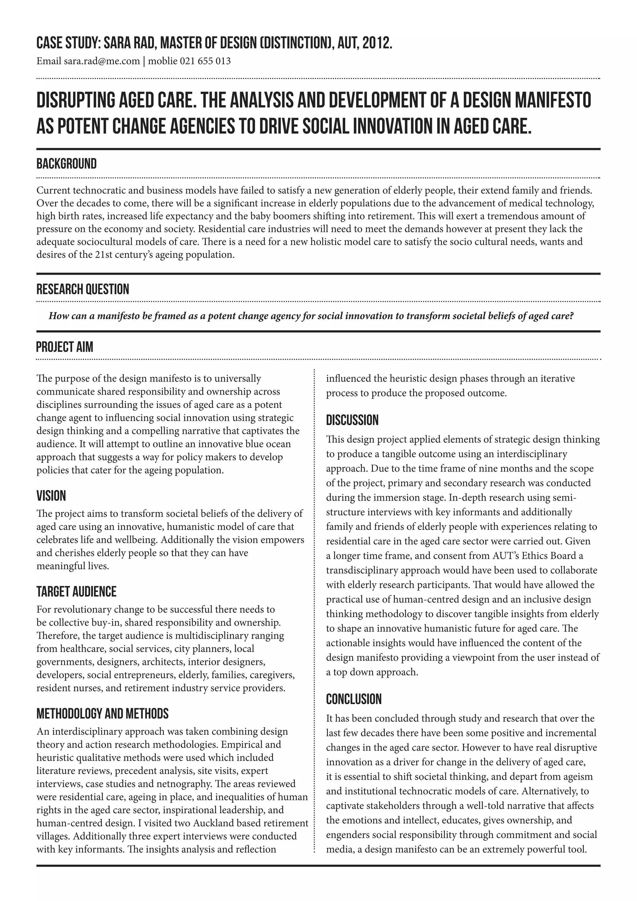 Case Study of Sara Rad's Master's of Design, 2012 | PDF