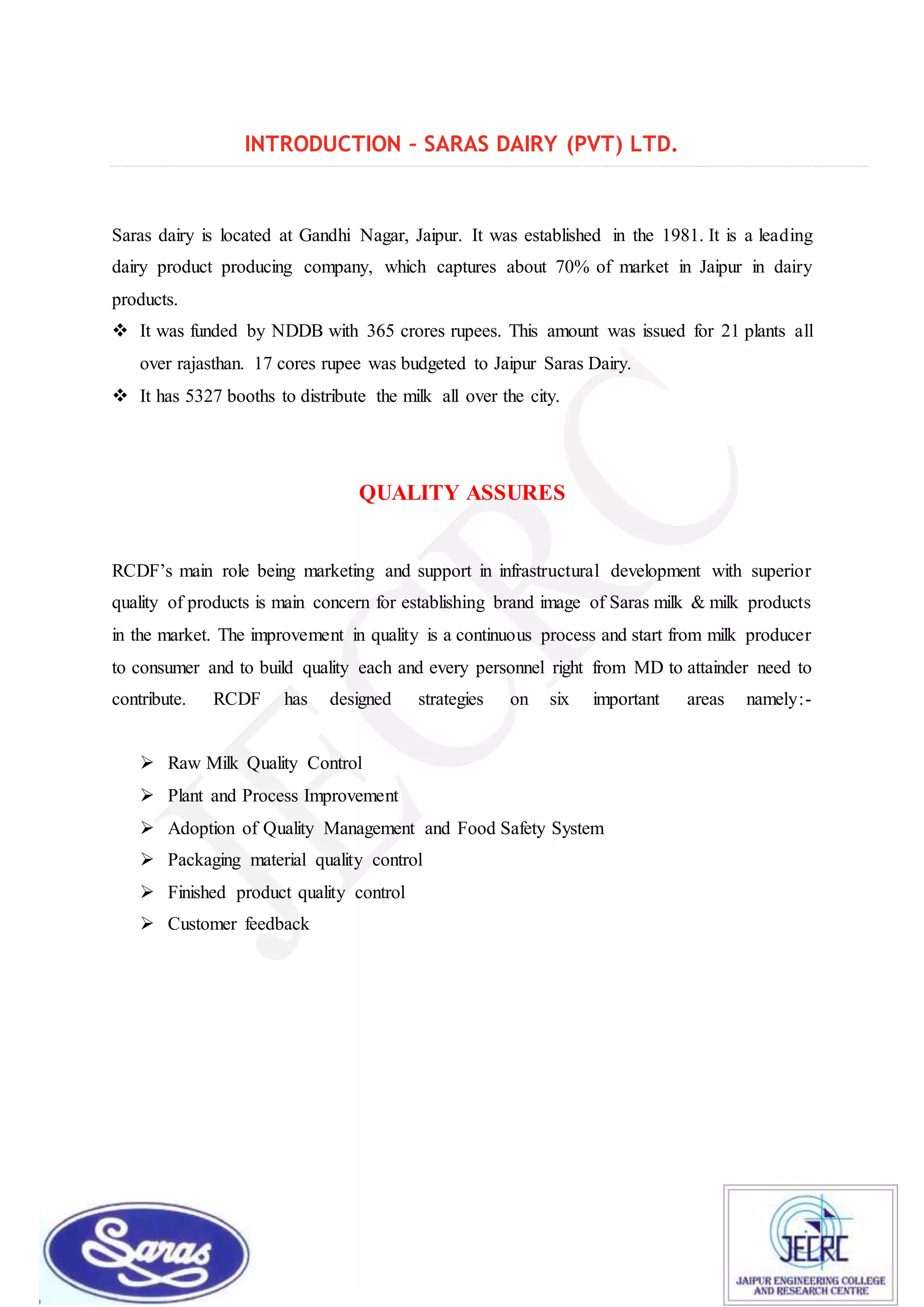 Saras dairy report | DOCX