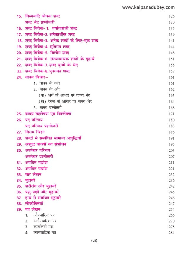 Saras hindi vyakran contents | PDF