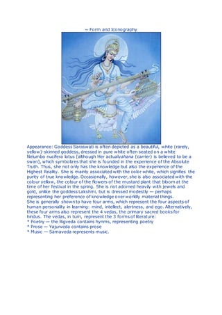 Saraswati goddess of knowledge . music & art . | DOCX