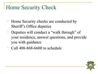 Safety Presentation by Santa Clara County Sheriff - | PPT | Crime ...