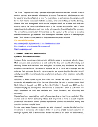 Sarbanes Oxley: the architecture for operations risk management | DOC