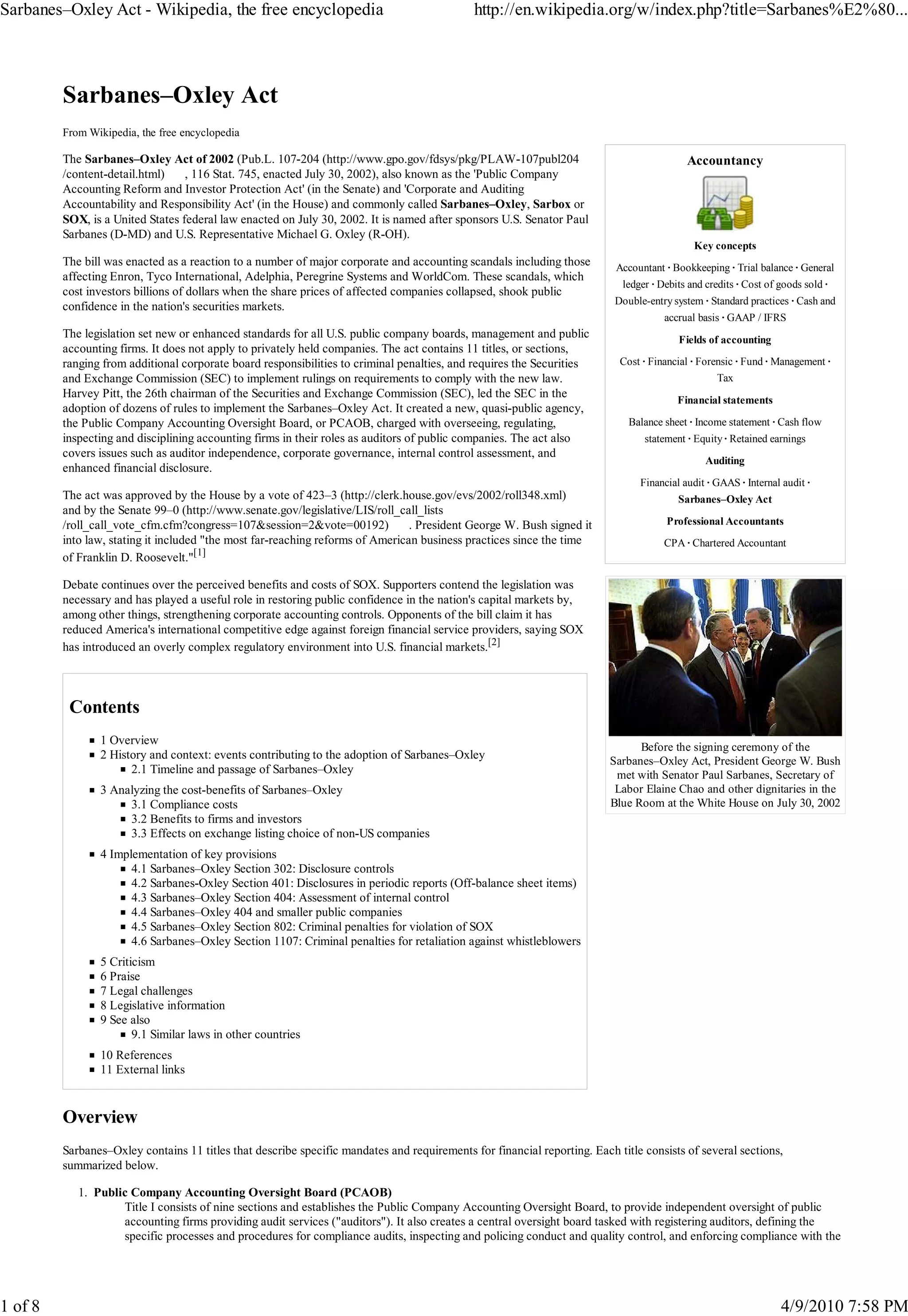 Sarbanes oxley act | PDF