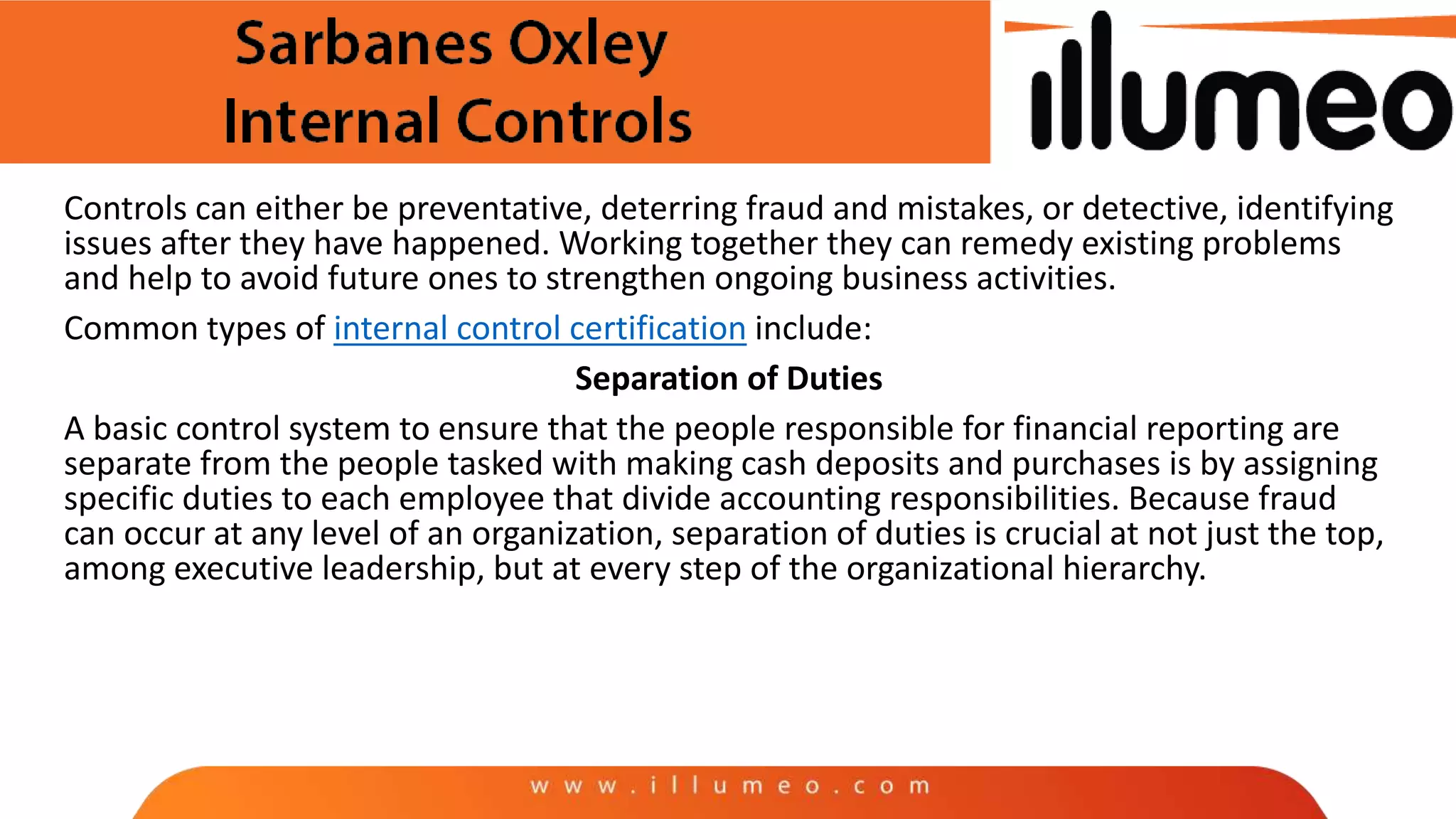 Sarbanes oxley internal controls | PPT
