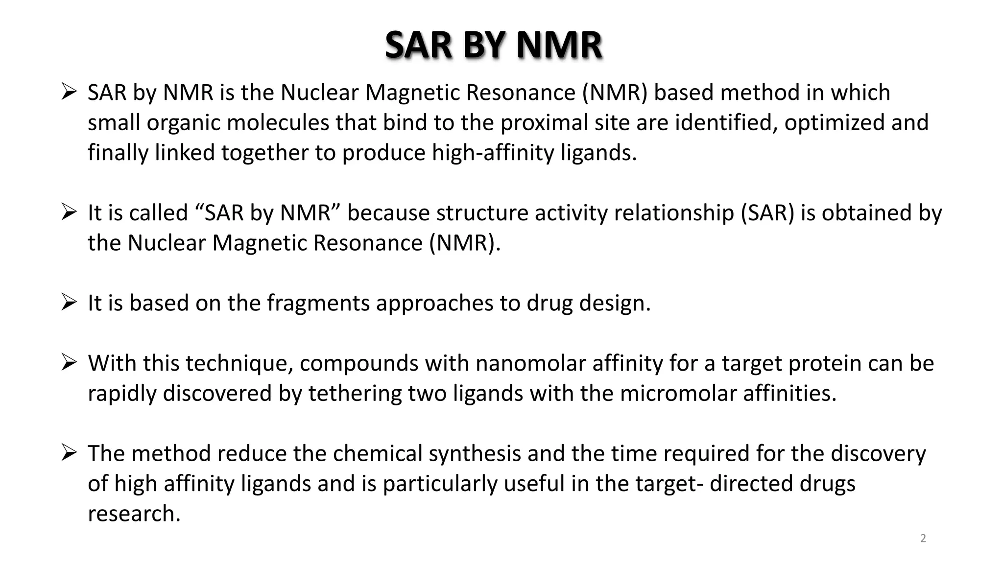 SAR BY NMR (Structure Activity Relationship by Using NMR) | PPTX