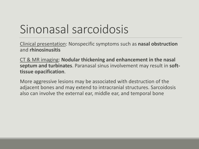 Sarcoidosis from head to toe: What the radiologist needs to know | PPT