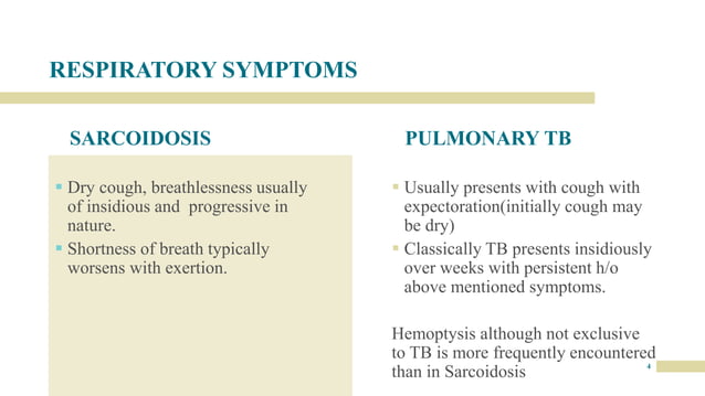 SARCOIDOSIS vs TB.pptx | Lung and Respiratory Health | Diseases and ...