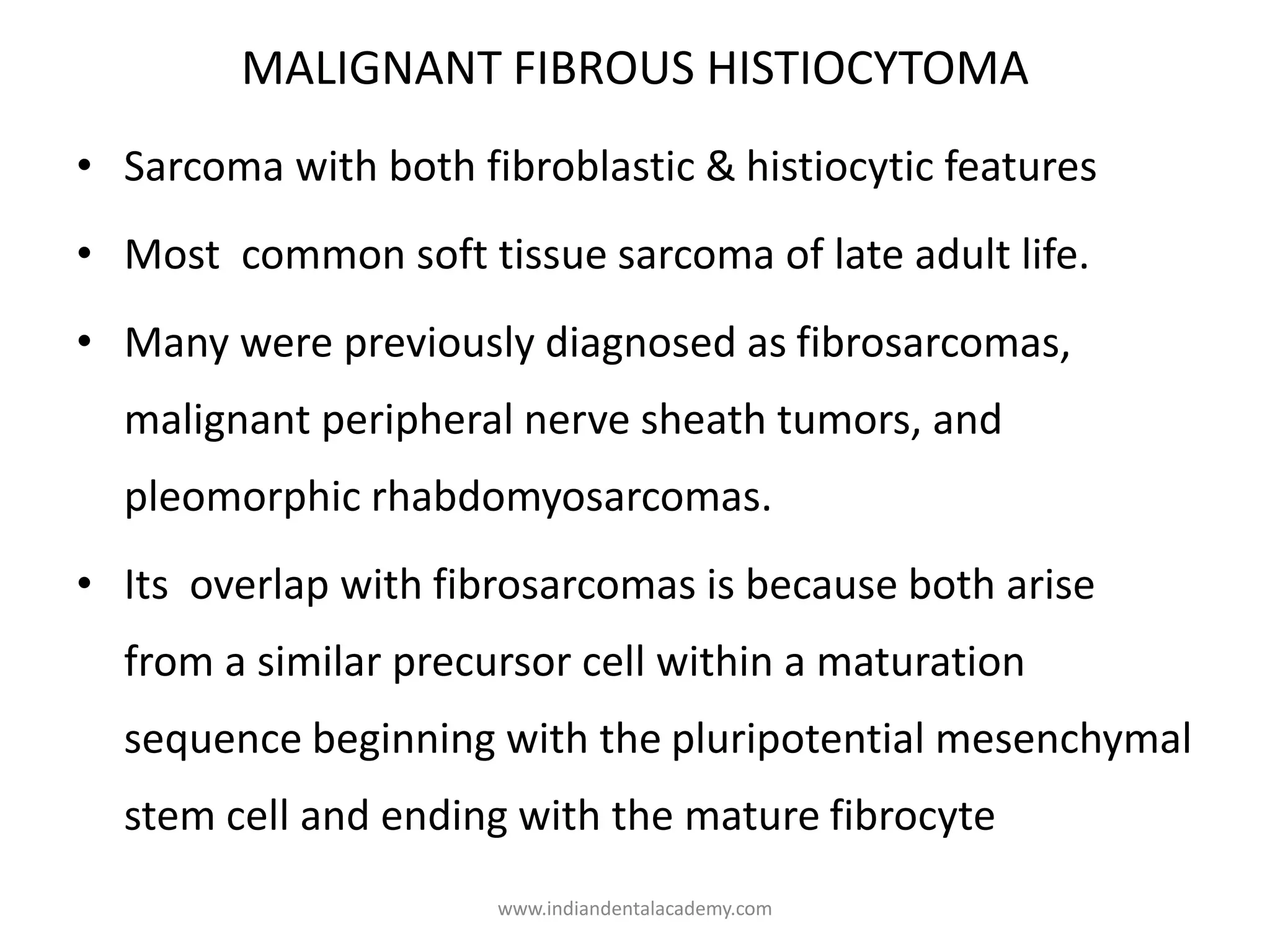 Sarcomas clinical and radiographic features /prosthodontic courses | PPTX