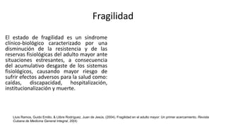Sarcopenia y fragilidad geriatría | PPTX