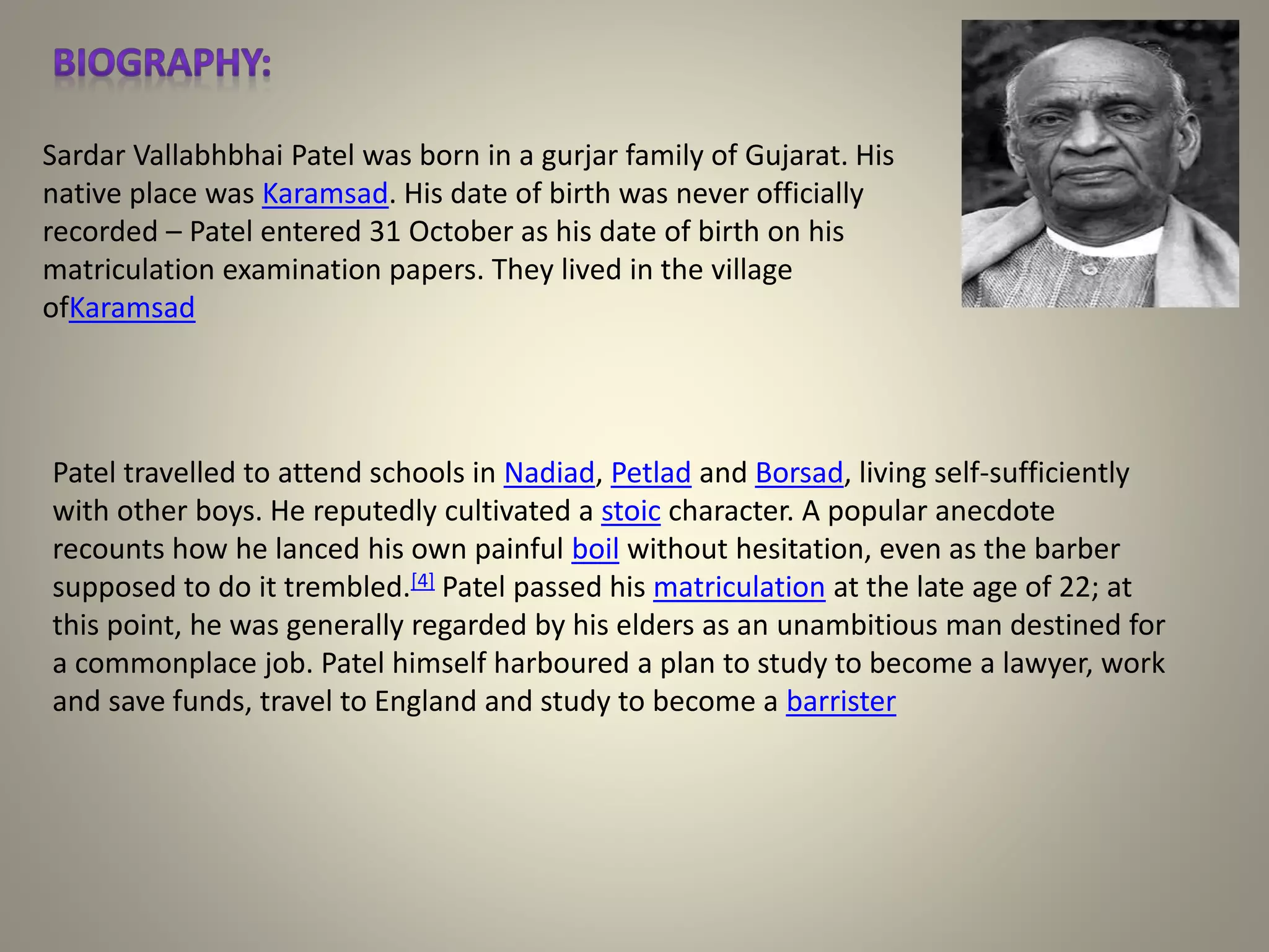 Journey of Sardar Vallabhbhai patel | PPTX