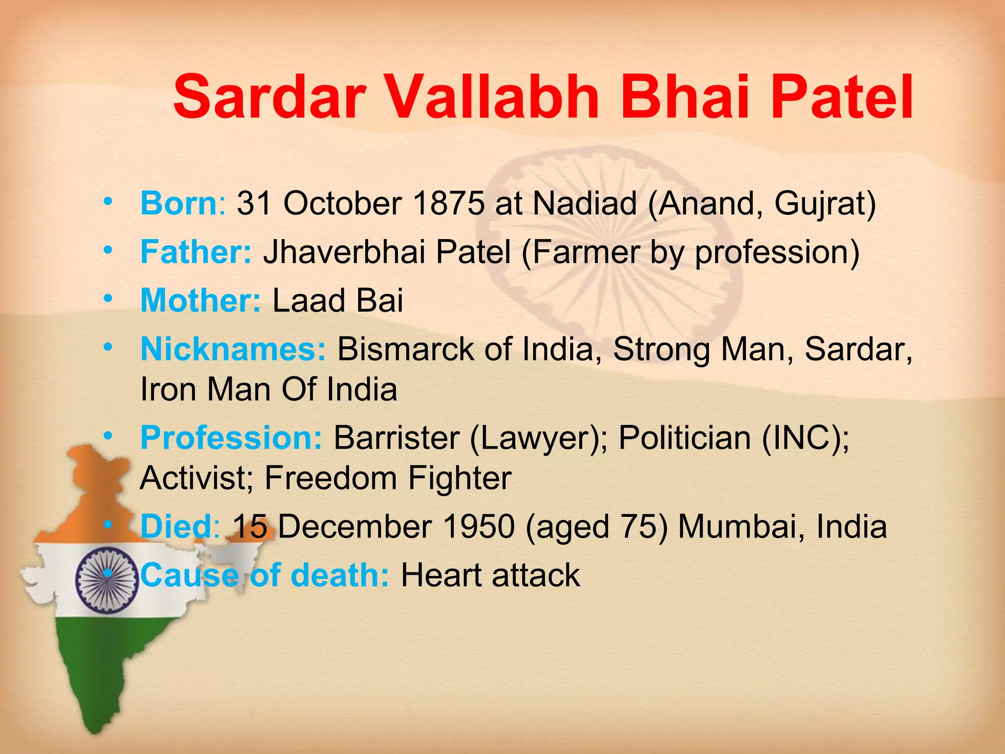 Sardar vallabh bhai patel (iron man of india) | PPT