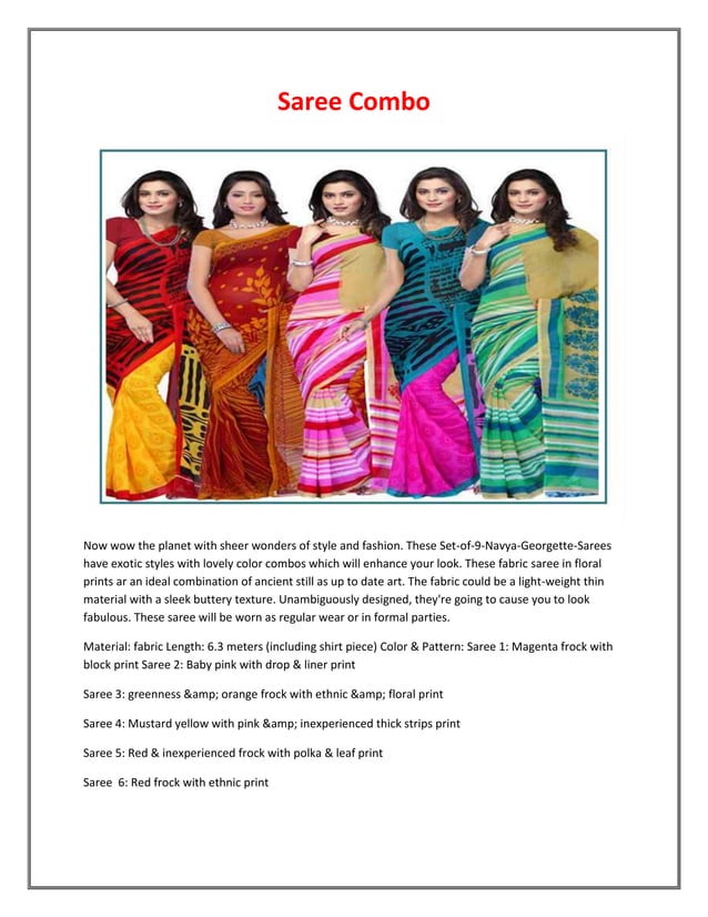 Saree combo | DOCX | Women\'s Outerwear | Women\'s Clothing