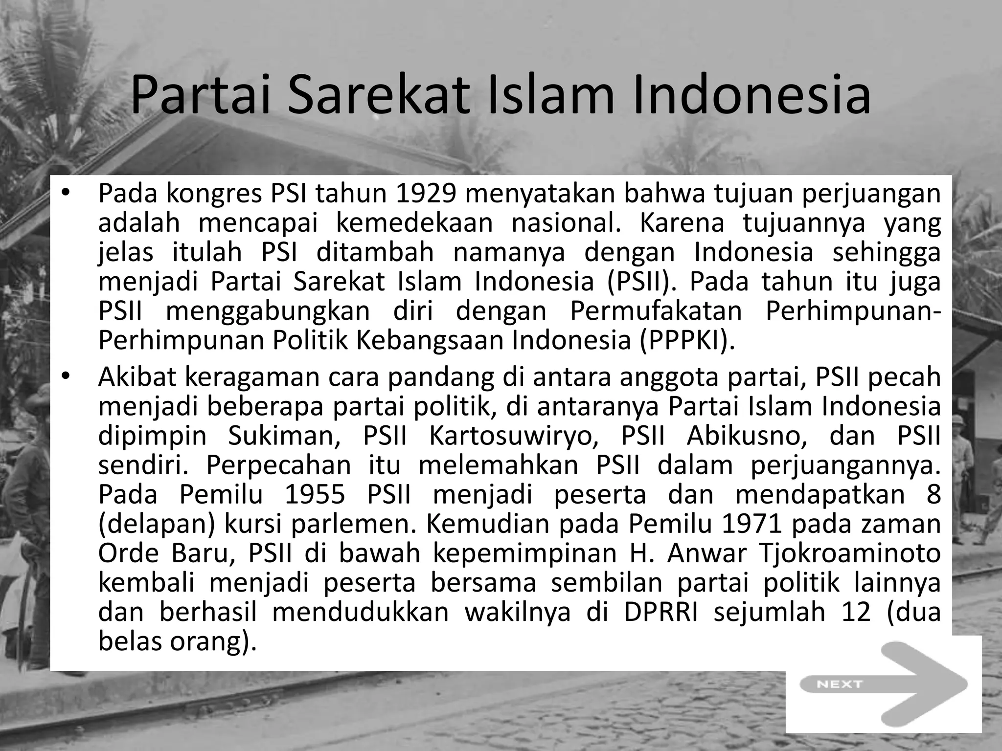 Sejarah - Organisasi Nasional Indonesia (SAREKAT ISLAM) | PPTX