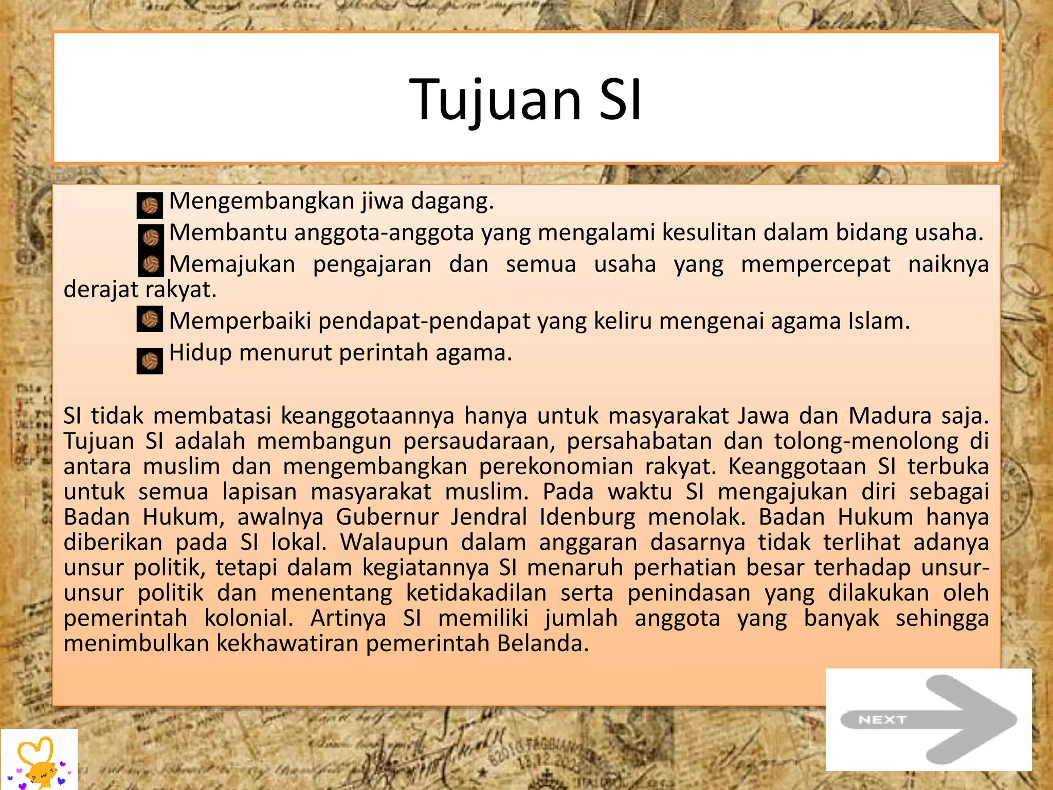 Sejarah - Organisasi Nasional Indonesia (SAREKAT ISLAM) | PPTX