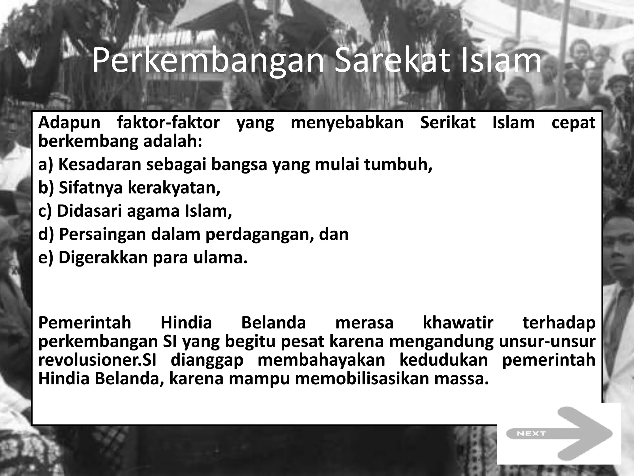 Sejarah - Organisasi Nasional Indonesia (SAREKAT ISLAM) | PPTX