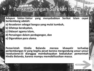 Sejarah - Organisasi Nasional Indonesia (SAREKAT ISLAM) | PPTX
