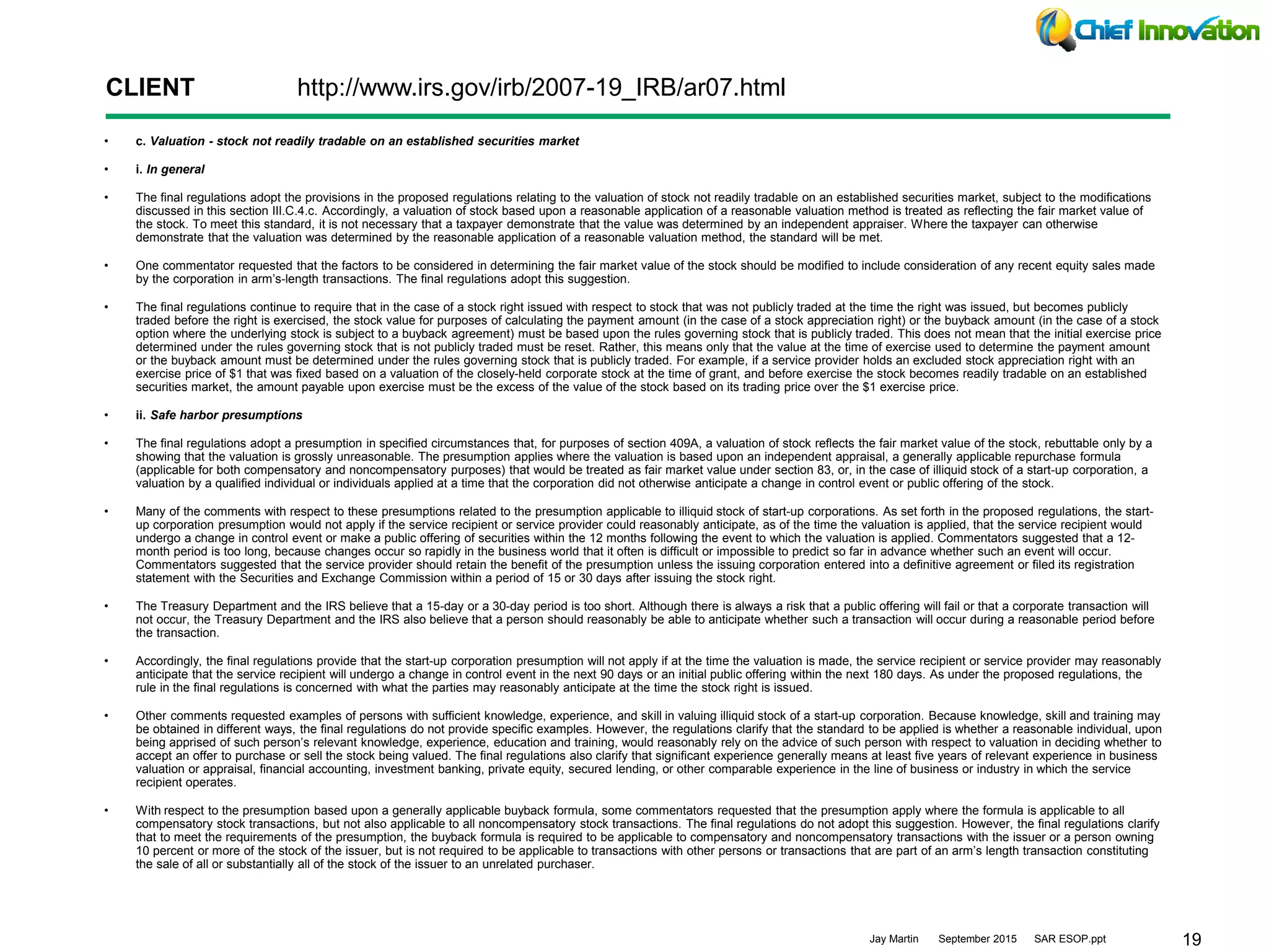 Stock Appreciation Rights (SAR) and Employee Stock Ownership Plan (ESOP ...