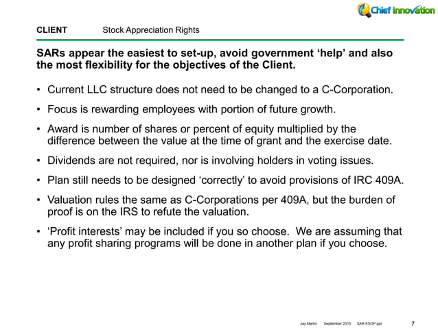 Stock Appreciation Rights (SAR) and Employee Stock Ownership Plan (ESOP ...