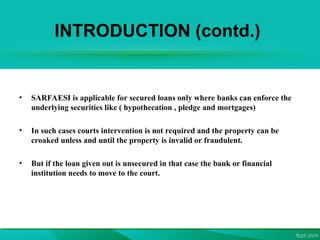 Securitisation and reconstruction of financial assets and enforcement ...