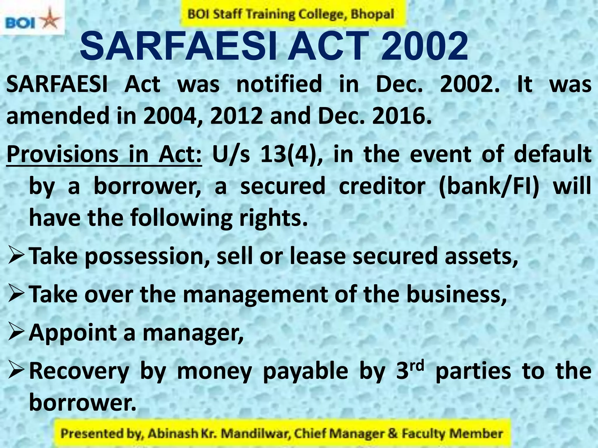 Sarfaesi Act 2002 | PDF
