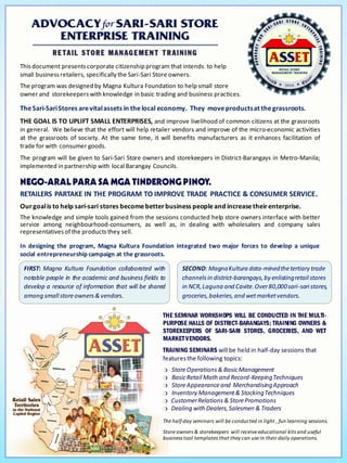 SARI-SARI STORE SEMINARS - Retail Relations For Consumer Products | PDF
