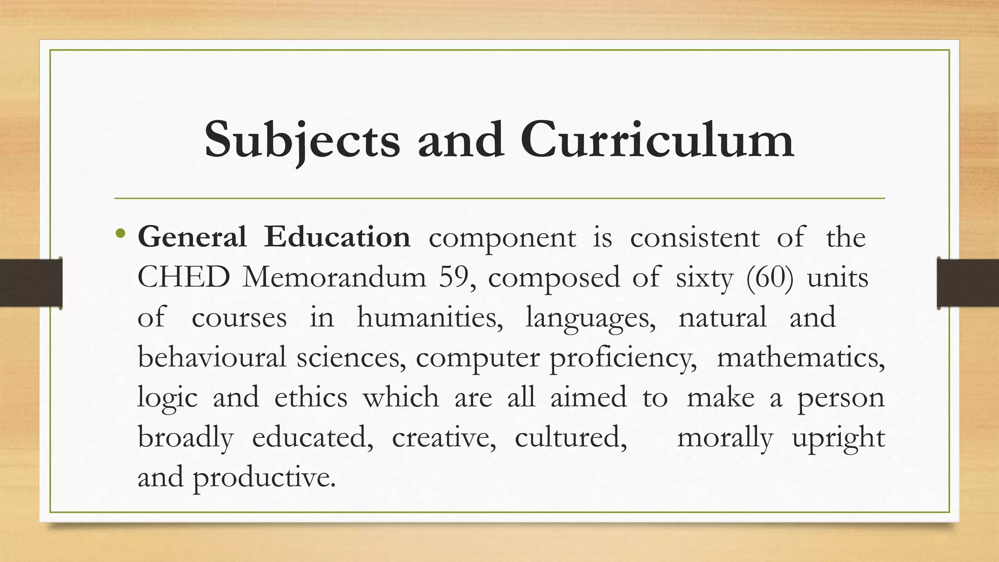 The Curriculum of BSE and BEED | PPT