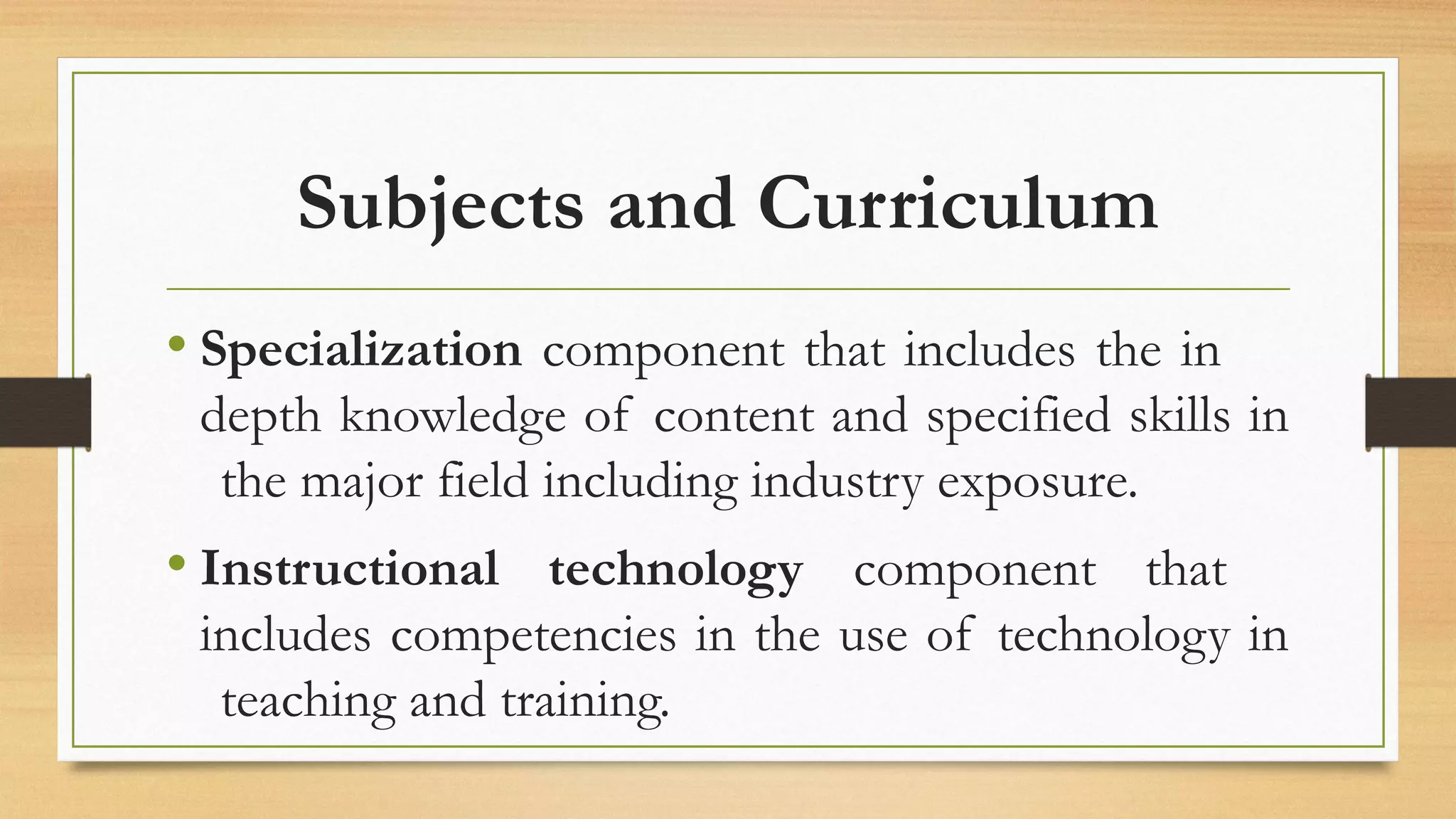 The Curriculum of BSE and BEED | PPT