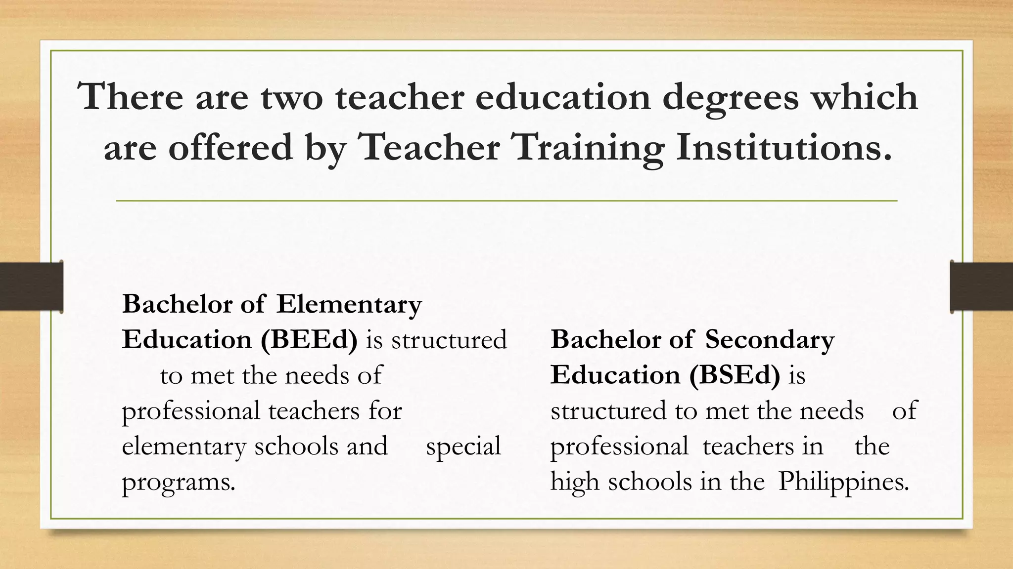 The Curriculum of BSE and BEED | PPT