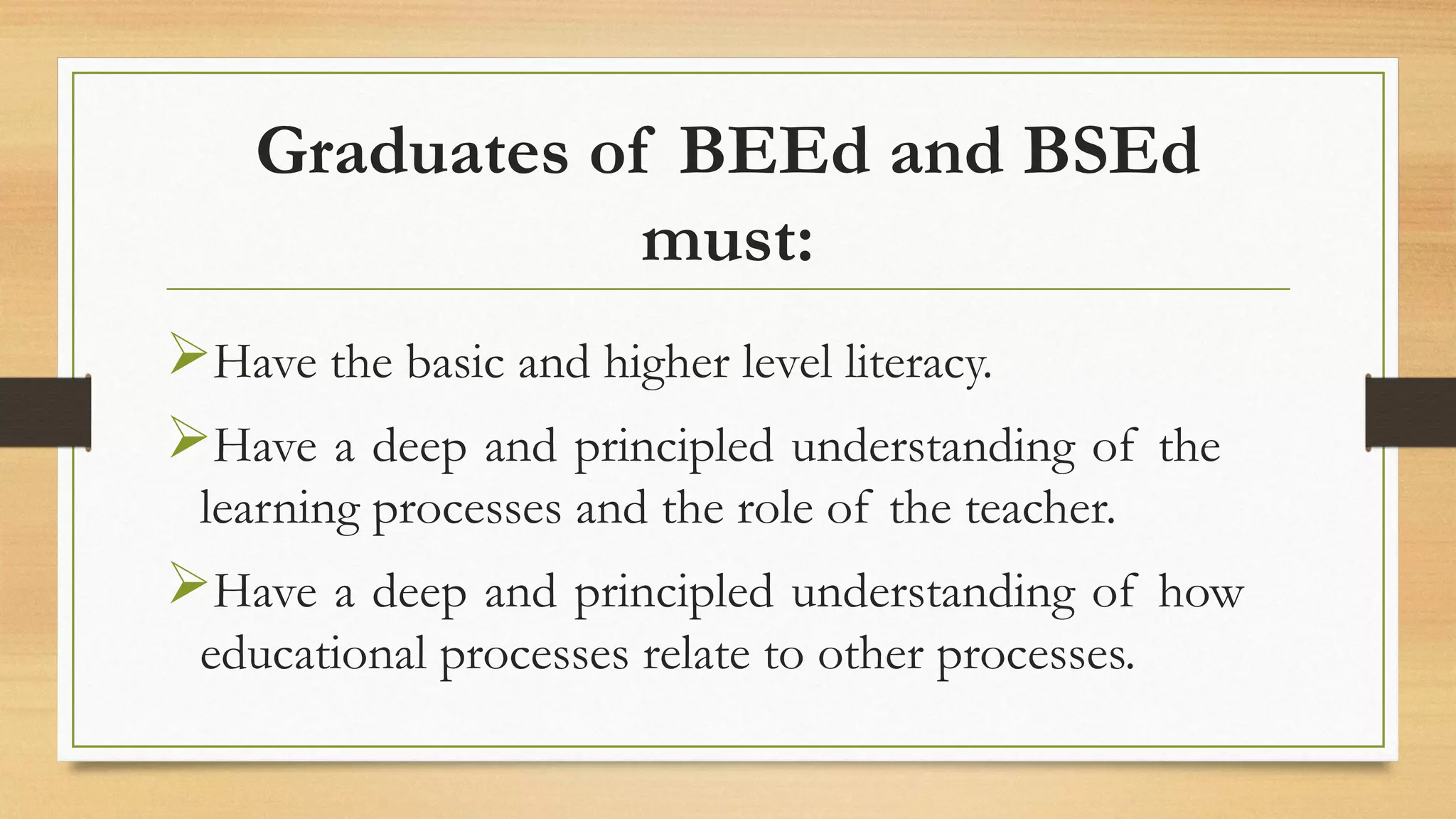The Curriculum of BSE and BEED | PPT