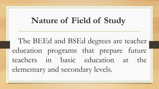 The Curriculum of BSE and BEED | PPT