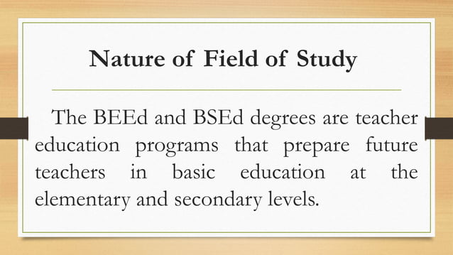 The Curriculum of BSE and BEED | PPT