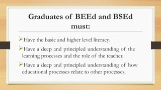 The Curriculum of BSE and BEED | PPT