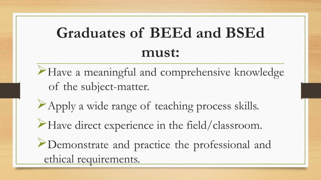 The Curriculum of BSE and BEED | PPT