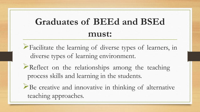 The Curriculum of BSE and BEED | PPT