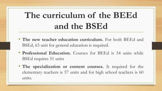 The Curriculum of BSE and BEED | PPT