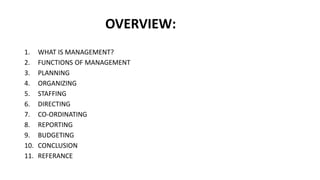 FUNCTION OF MANAGEMENT | PPTX | Executive Leadership & Management | Business