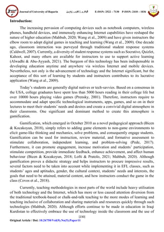 Perceptions of Postgraduate Students Towards the use of Kahoot as A ...