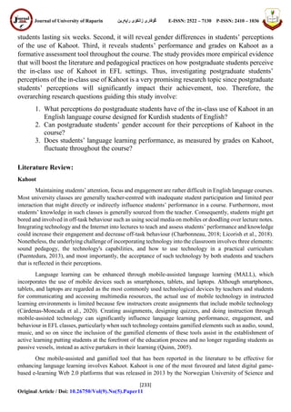 Perceptions of Postgraduate Students Towards the use of Kahoot as A ...