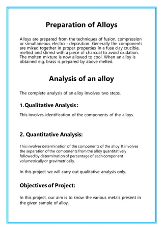 chemistry project on constituents of alloys | DOCX