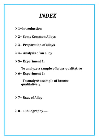 chemistry project on constituents of alloys | DOCX