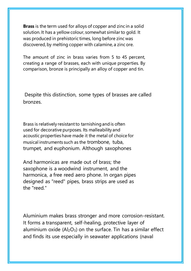 chemistry project on constituents of alloys | DOCX | Chemistry | Science