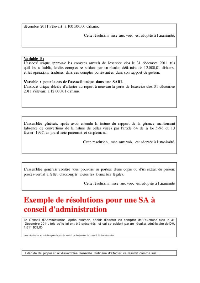 Sarl sa approbation des comptes annuels Sarl sa approbation des comptes annuels