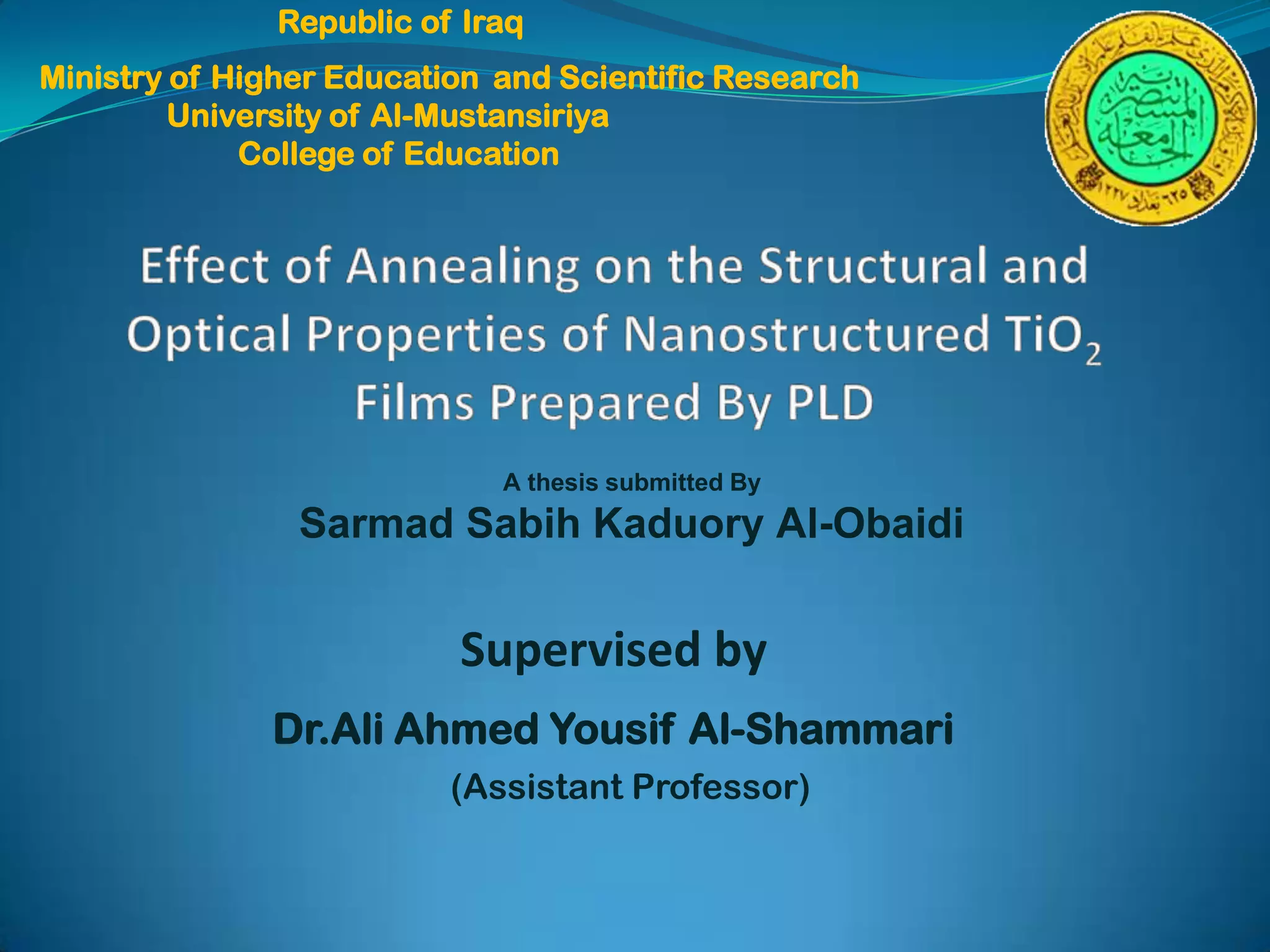 Effect of Annealing on the Structural and Optical Properties of ...