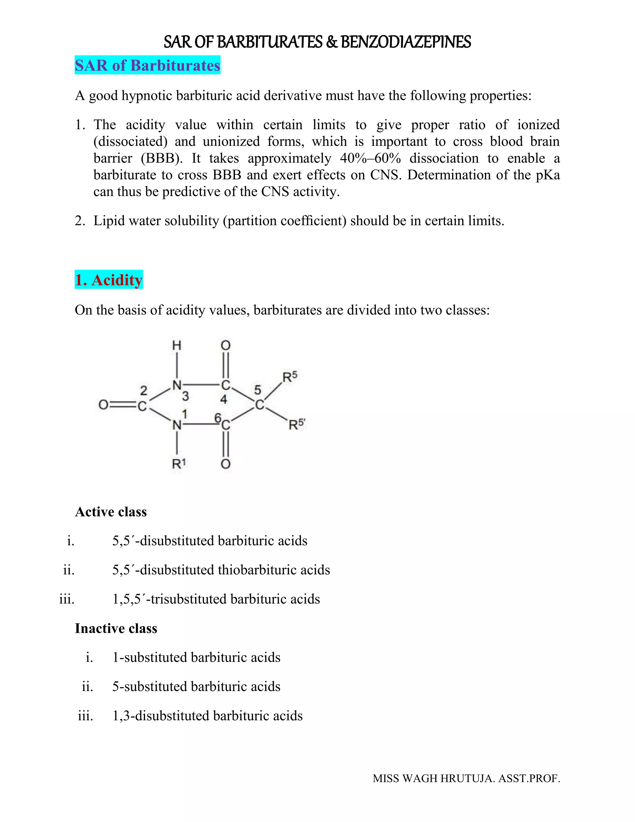 SAR OF BARBITURATES & BENZODIAZEPINES.docx
