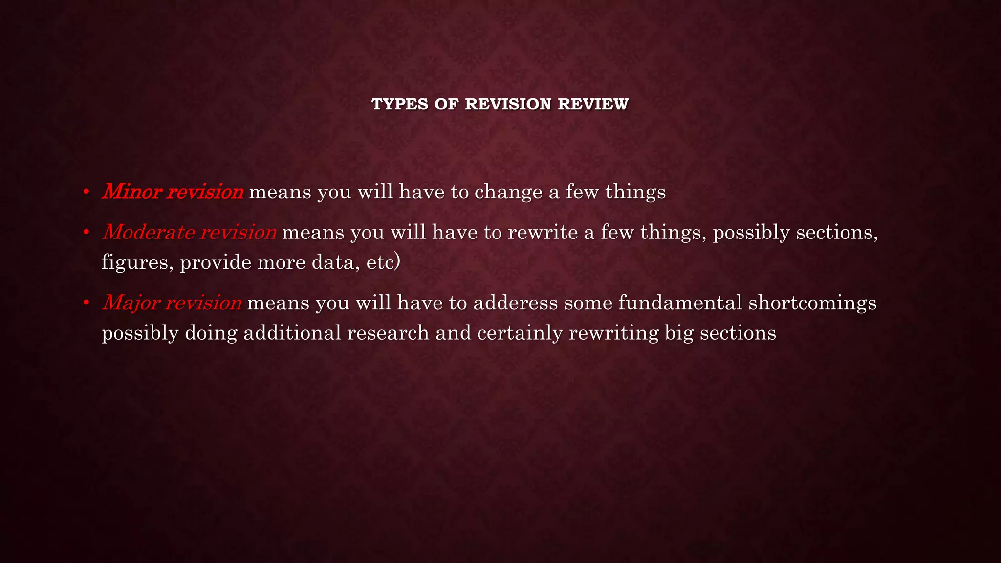 Minor Revision Reviews | PPTX