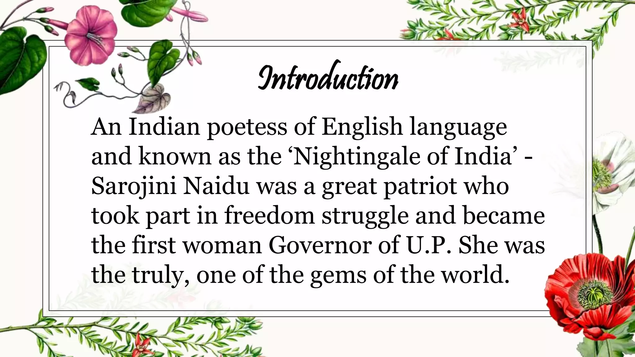 Sarojini Naidu: The Nightingale of India | PPTX