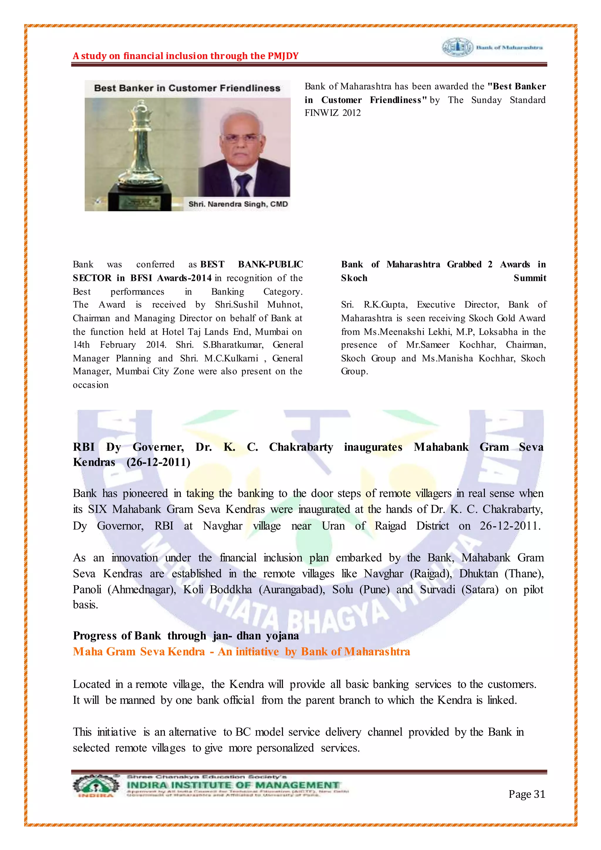 project report on financial inclusion through the pradhan mantri jan ...