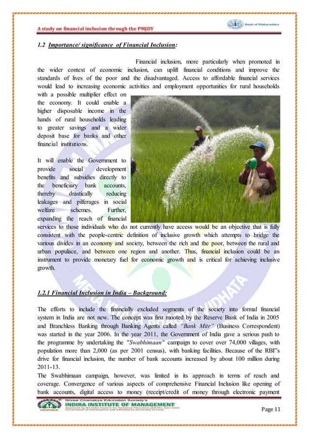 project report on financial inclusion through the pradhan mantri jan ...